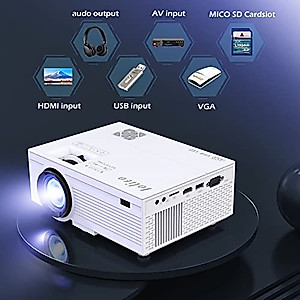 Iolieo Projector,2023 Upgraded 1080P Projector Supported with 240" Display,380ANSI Projector Compatible with TV Stick Smartphone Full HD 1080P HDMI,USB,VGA,AV,for Home Cinema & Outdoor Movies