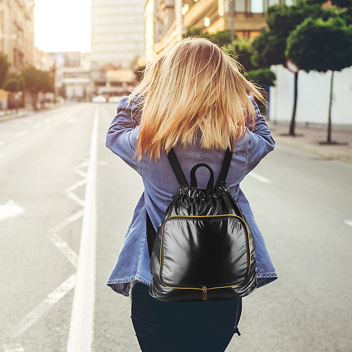 Unaone Packable Hiking Backpack, Water-Resistant Foldable Travel Daypack Lightweight Hiking Daypack for Women Men, Black