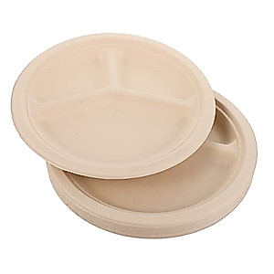 Cabilock 20pcs Degradable dinner plate 2 biodegradable paper plates Sectional Meal Tray dessert plate wedding paper plates 3 sectional round serving tray cereals clamshell wheat straw food