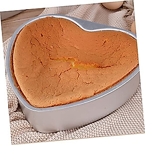 FELTECHELECTR 2pcs Heart Cake Mold Bread Baking Pan Mini Cake Molds Oven Pans Cake Rings Cake Baking Mould Small Cake Pan Cheesecake Pans Removable Bottom Flan Pan Heart Shaped Pot Silver Metal