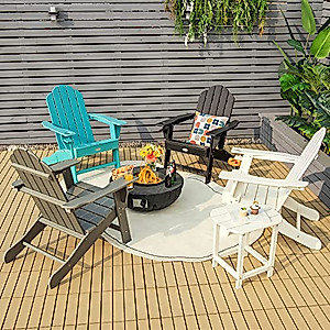 Giantex Adirondack Chair Outdoor Fire Pit Chairs, HDPE Weather Resistant Patio Chair for Outside Campfire,Deck, Garden, Yard, Lawn Furniture Porch and Lawn Seating Composite Chairs, Turquoise