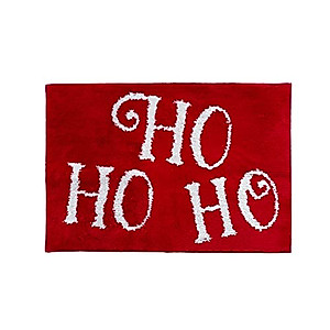 17-Piece Christmas Holiday Bathroom Accessory Set with | Resin Liquid Soap Pump| Bath Rug | Shower Curtain | 12 Curtain Hooks | 2 Hand Towels| Gift Box Set | Xmas Decor (Silly Santa)