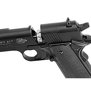 Umarex Colt Government 1911 A1 CO2 Semi Auto Air Pistol Pellets Airgun with 5X 12gr CO2 Tanks and Wearable4U Pack of 500 .177 Lead Pellets Bundle (Black)