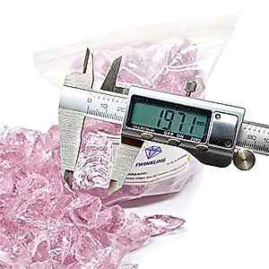 TWINKLING High Luster Fire Glass Gravel Stone,Broken Glass,Fire Pit Glass,Crushed Glass for Fireplace Pit Aquarium Garden Decoration,1-3cm,2-Pound Jar (Pink)