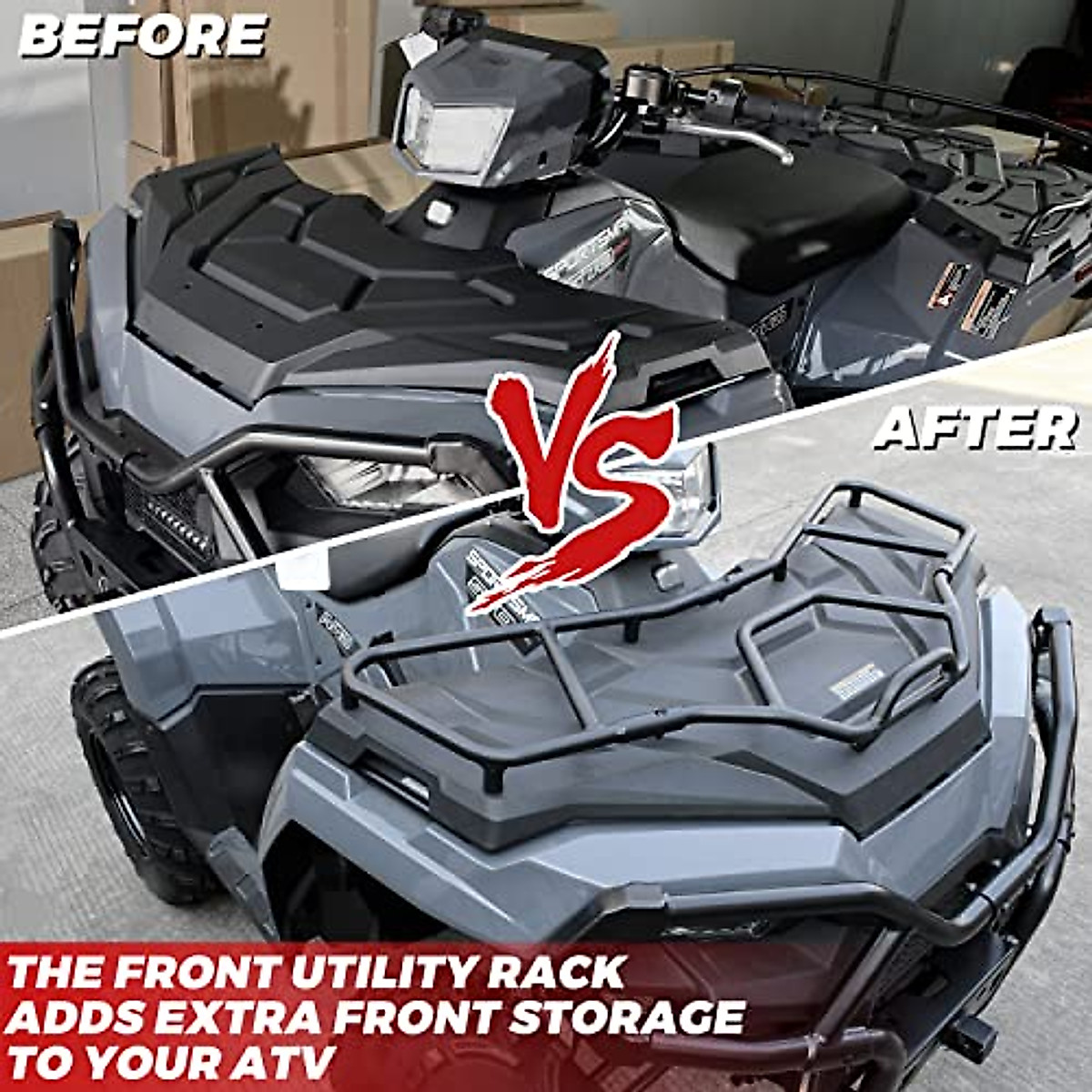 SAUTVS Front Rack Extender for Polaris Sportsman 570 450 H.O. 21-23, Heavy Duty Steel Front Utility Rack Extender for Polaris Sportsman 570 450 H.O. 2021-2023 Accessories (Replace #2884842)