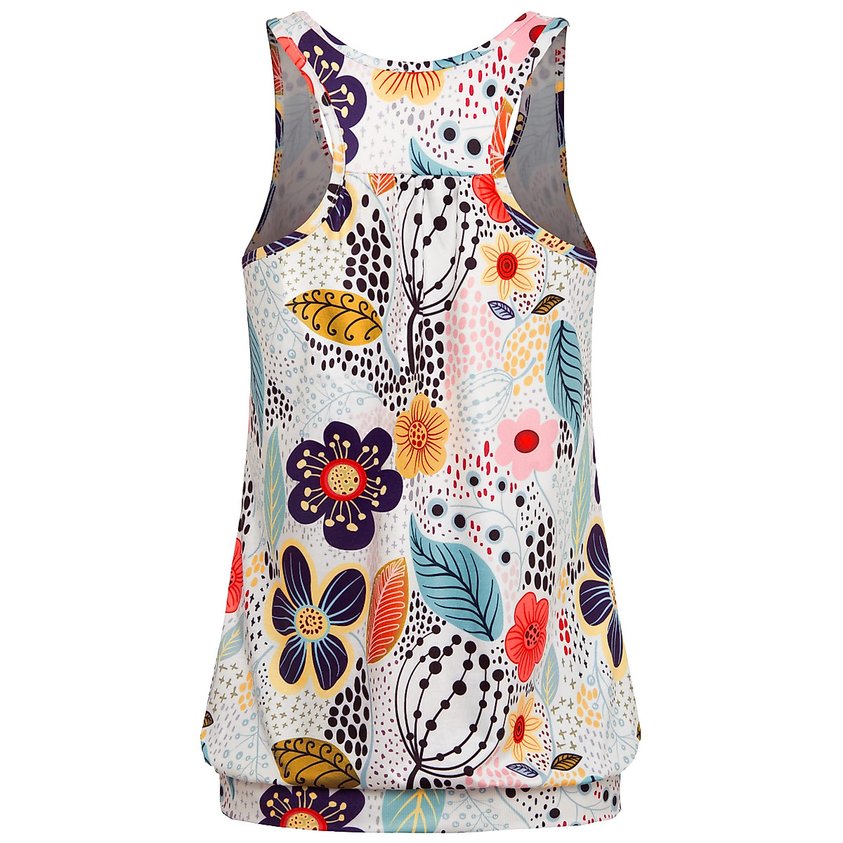 Miusey Shirts to Hide Belly Fat Women Womens Tank Tops Loose Fit Racerback Yoga Tops Workout Tunic Tops Zumba Clothes White Flower Large