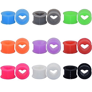 Oyaface 18 PC Tunnel Soft Silicone Flesh Plug Heart Tunnel Flexible Ear Stretching Gauge Expander 6mm