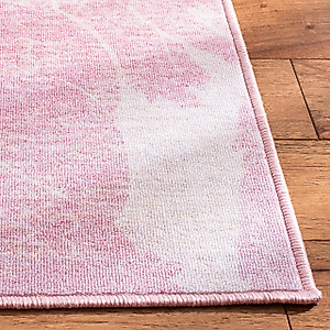 SAFAVIEH Disney Princess Collection Machine Washable Slip Resistant 3' 3" x 5' 3" Pink/Purple Assurance Kids Bedroom Nursery Playroom Area Rug