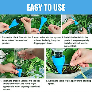 Emoly Upgraded 12 Pack Self Plant Watering Spikes with Adjustable Water Flow, Plant Waterer for Indoor Outdoor, Automatic Watering Spikes for Potted Plants