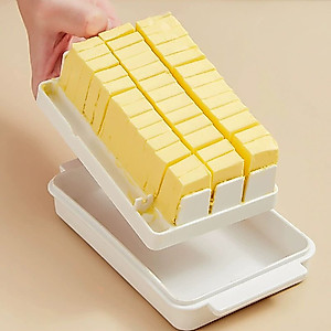 Fuuc Butter Dish With Lid ,Quantitative Cutting Plastic Butter Dish ,Easy to Clean Butter Dish for Refrigerator ,for(≈4.72in x2.6in x 1.3in) Size of Butter