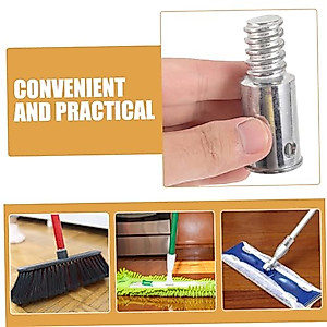 TOBBOMEY 2pcs Broom Handle Parts Broom Handle Tip Replacement Silver Aluminum Alloy Broom Handle Attachments Broom Handle Tip