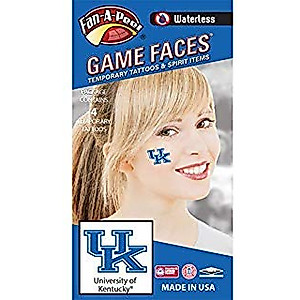 University of Kentucky (UK) Wildcats – Waterless Peel & Stick Temporary Spirit Tattoos – 4-Piece – Blue/White UK Logo