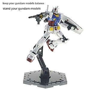 Bioristar HG RG Hobby Action Base Gundam Model Stand Hobby Display Stand Model Pieces Shelves Plastic Rack Organizer (1/144 Scale) (4 pack Black with 1 pack shelf)