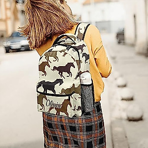 XIUCOO Animal Running Horse Backpack Personalized Name Waterproof Travel Bag for Boys Girls Gift