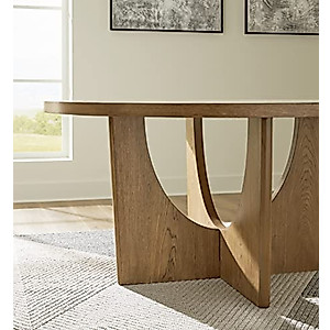 Signature Design by Ashley Dakmore Contemporary Dining Table with Geometric Base, Light Brown