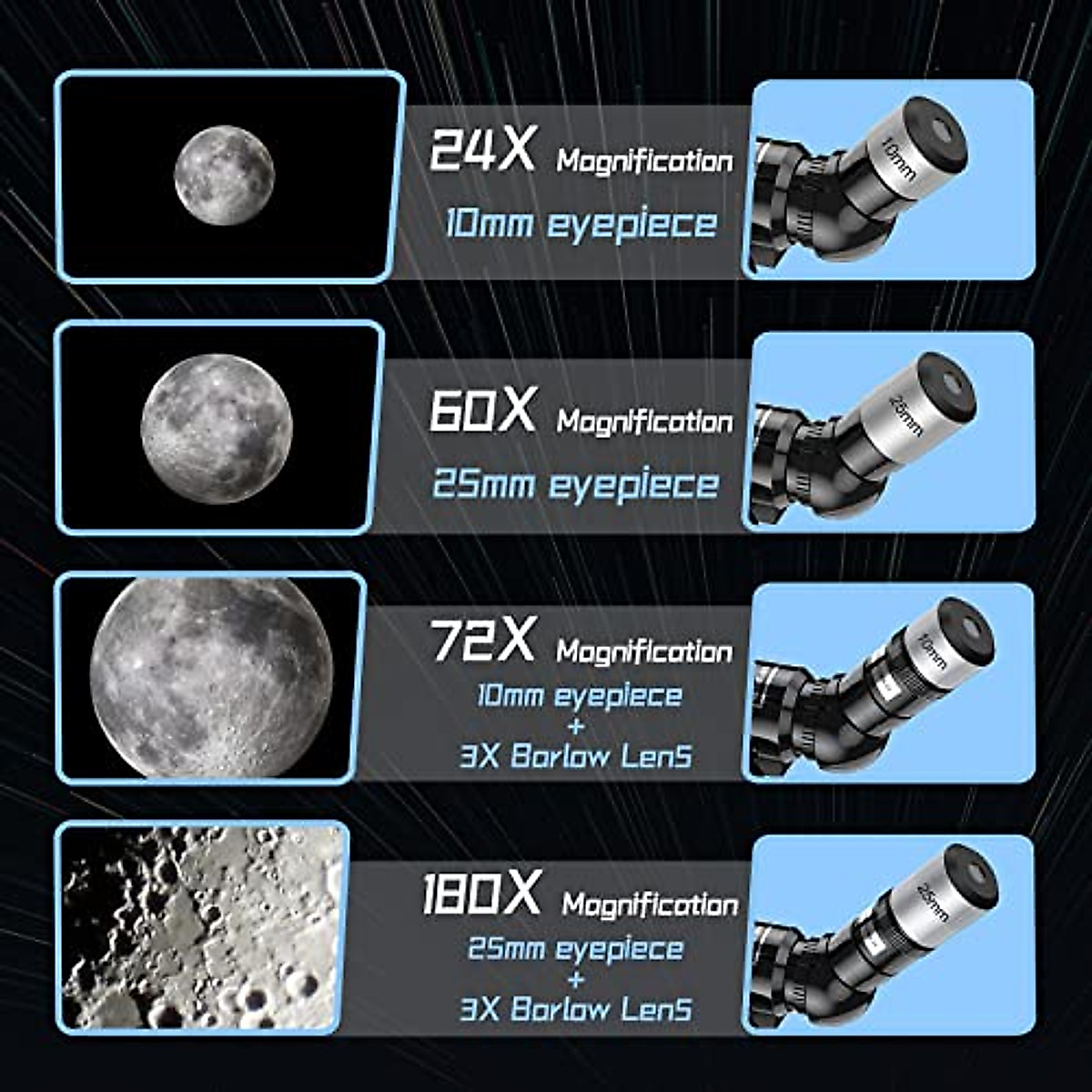 Telescope 70mm Aperture 400mm - for Adults & Kids, Refracting Portable Telescopes for Adults Astronomy Beginners Telescope with Tripod, Phone Adapter, Wireless Remote, Carrying Bag Black