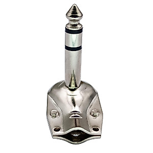 AAOTOKK Right Angle 6.35MM Adapter Golden Plated 90 Degree 3 Pole 6.35mm 1/4 Inch Stereo TRS Male Flat Pancake Style Plugs Connectors for Speaker,Patch Cable,Guitar(4 Pack/3 Pole)