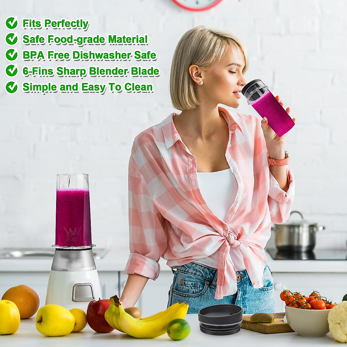 3 Pack Small 16oz Cup with Lids Magic Bulle Replacement Part Cup Mug with lids Compatible with 250w MB1001 Magic Bullet Mugs & Cups Blender Juicer Mixer