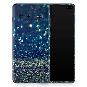 DesignSkinz Navy and Gold Unfocused Sparkles of Light Protective Vinyl Decal Wrap Skin Cover Compatible with The Samsung Galaxy S20 (Screen Trim & Back Glass Skin)