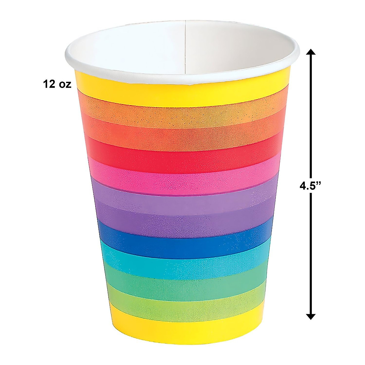Fun Express - Rainbow 12oz Cups for Birthday - Party Supplies - Licensed Tableware - Licensed Cups - Birthday - 8 Pieces