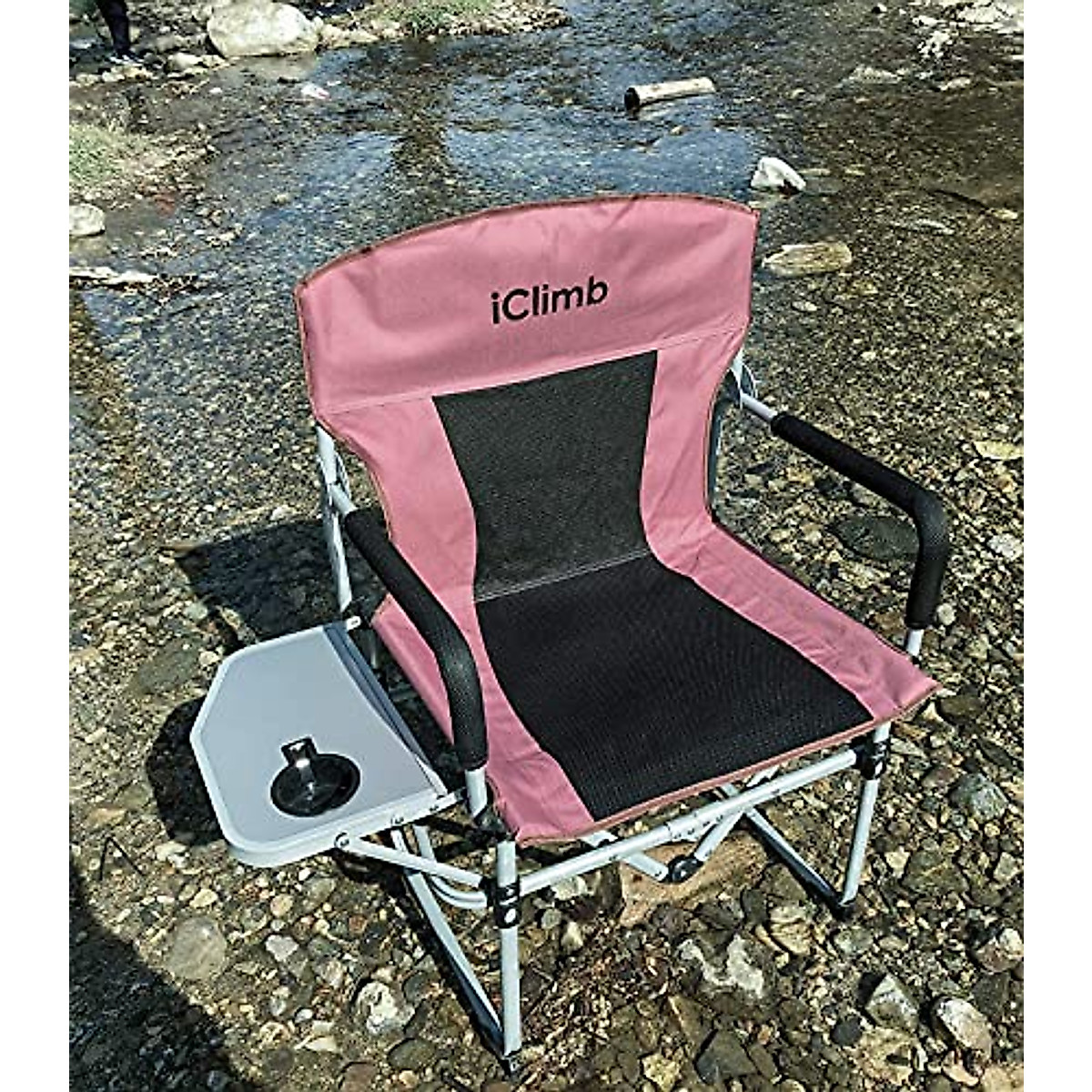 iClimb 1 Heavy Duty Compact Folding Chair and 1 Padded Rocking Folding Chair Bundle for Two Person Camping Patio Porch Backyard Lawn Garden Balcony Concert BBQ Indoor Outdoor