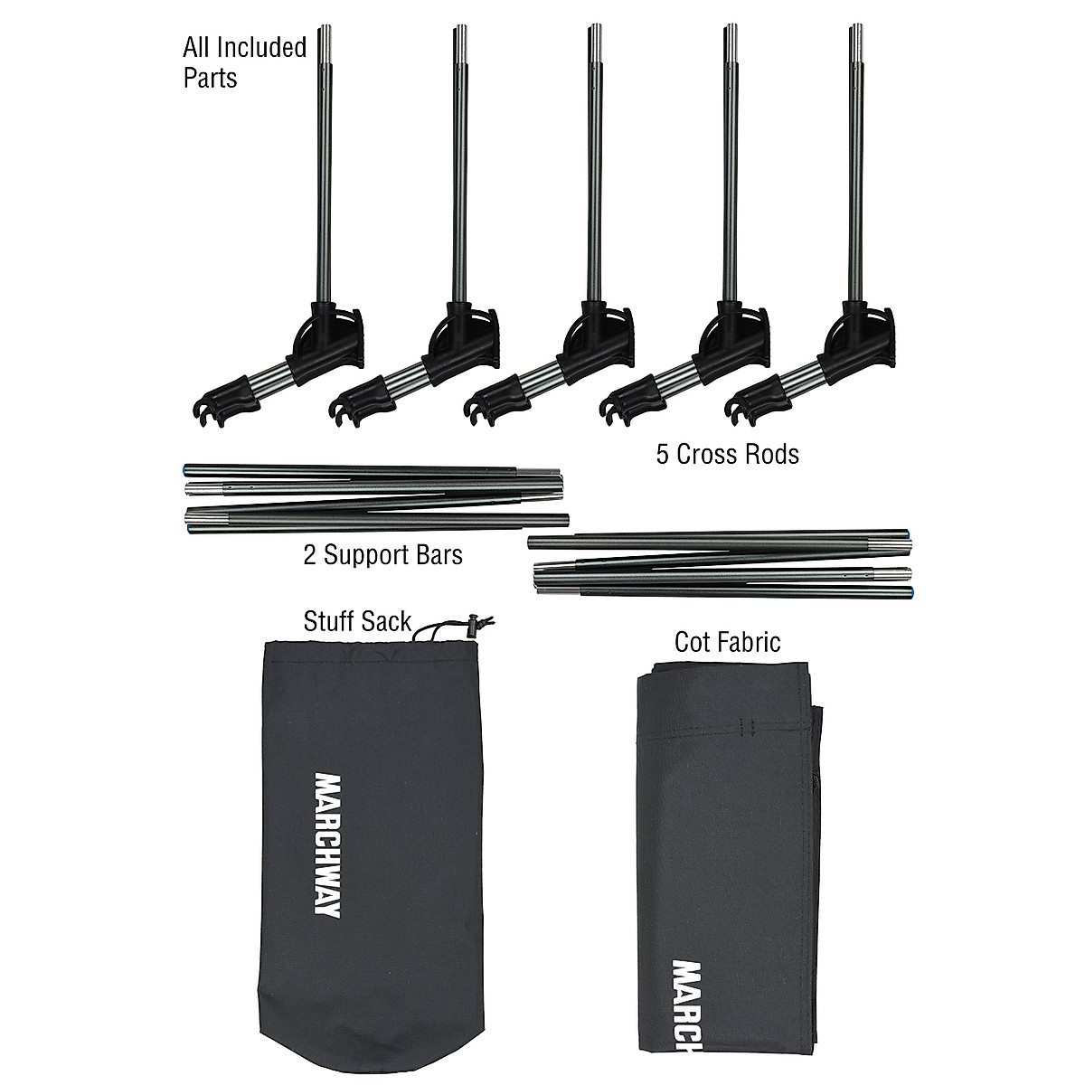 MARCHWAY Ultralight Folding Tent Camping Cot Bed, Portable Compact for Outdoor Travel, Base Camp, Hiking, Mountaineering, Lightweight Backpacking (Black)