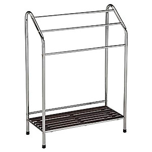 Kings Brand Furniture - Victory Chrome Free Standing Bathroom Towel Rack Stand with Shelf
