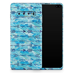 DesignSkinz Blue Tribal Arrow Pattern Protective Vinyl Decal Wrap Skin Cover Compatible with The Samsung Galaxy S20 (Screen Trim & Back Glass Skin)
