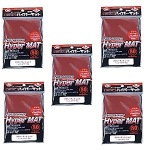 KMC Hyper Matte Sleeves Red ×5 Sets (5 Packs/total 400 Sheets) (Japan Import) Made in Japan (1 Pack)