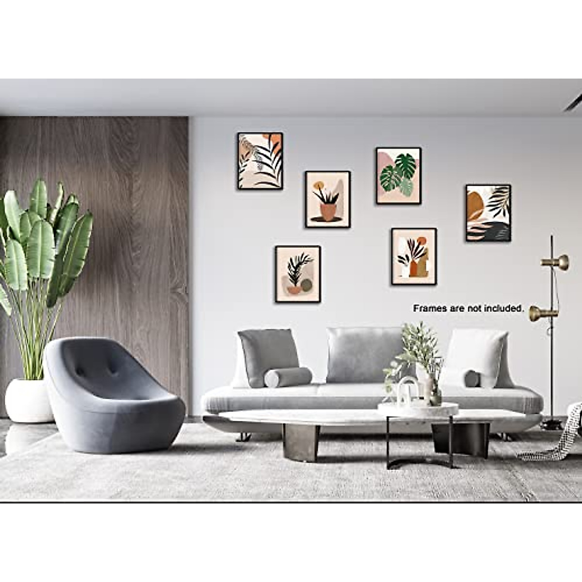 Mid Century Boho Leaf Print - Aesthetic Pictures Unframed 8x10 Inches Bohemian Wall Art Decoration Modern Abstract Plant Paper Poster Paintings Aesthetic Artwork For Girls Bedroon Kitchen Office Decor