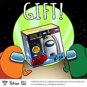 P.M.I. Among Us Action Figure |One of Four 6.7-Inch-Tall Collectibles | Among Us Toys and Playable Mini Toys | White Crewmate in The Spotted Peeled Banana Hat with Hidden Hat and Hands | Kids’ Toys