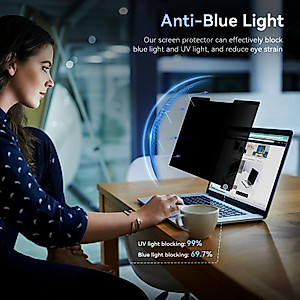 Mamol Magnetic Laptop Privacy Screen 15.6 inch ,16:9 Aspect Removable Anti Glare Protector Blue Light Privacy Screen Filter,Filter Shield Compatible with HP/Dell/Acer/Asus/Samsung/Lenovo/Thinkpad Envy