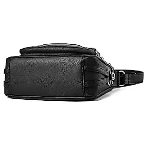 TianHengYi Leather Crossbody Bag for Women Multi Pockets Shoulder Purse Messenger Bag Ladies Lightweight Pocketbook (Black)