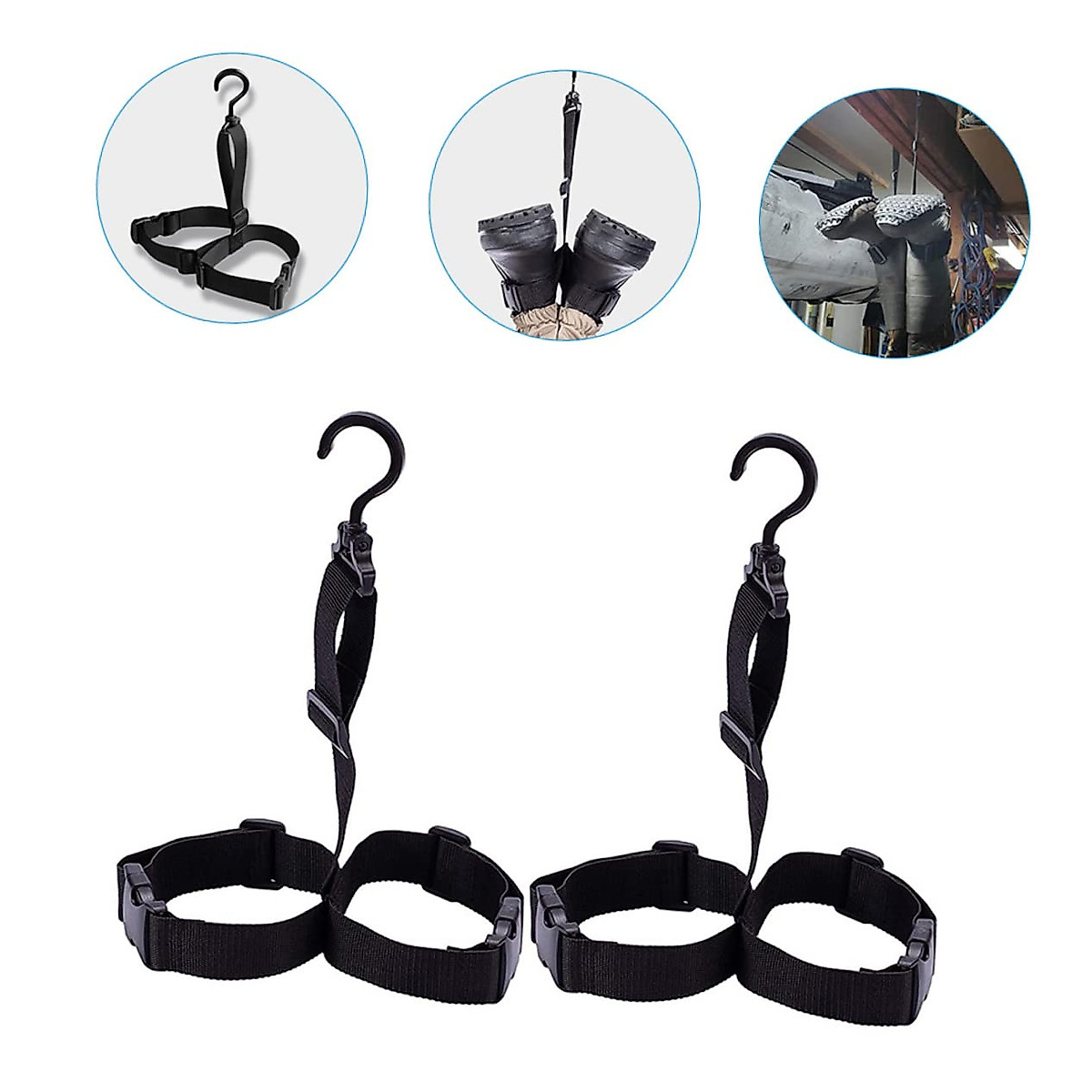 Toddmomy Shoe Rack Boot Hanger Outdoor Clothes Drying Rack Belt Hanger 2 Sets Wader Boot Dryer Multifunctional Boot Drying Rack Wader Storage Rack Hanging Strap Fishing Boot Accessory Black