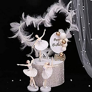 HYSTYLE 6 Pcs Dancing Ballerina Girl Figurine, Miniature Ballerina Girl Figure Collection Playset Doll Toy, Ballerina Girl Cake Topper Decoration, Ballerina Girl Plant Pot Craft Dollhouse Decoration