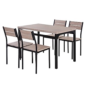 HOMCOM 5-Piece Dining Table Furniture Set Modern Industrial Table with 4 Chairs for Dining Room, Kitchen