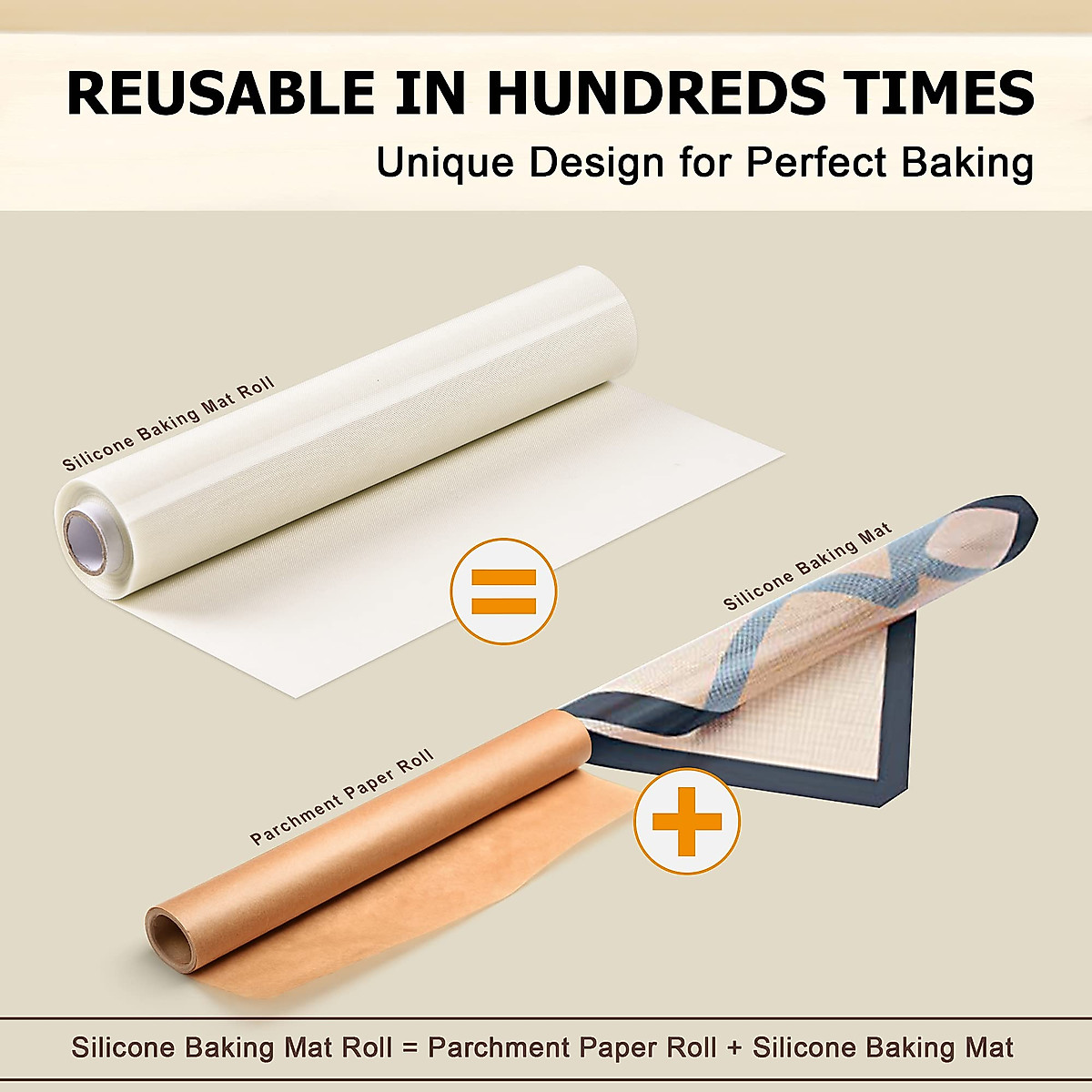 MMmat Silicone Baking Mat Roll - Best German Silicone - Non-slip Silicone Pastry Mat, Non-Stick Reusable Air Fryer Linner, Counter Mat, Oven Liner, Freeze Dryer Mat - 12IN x 8FT