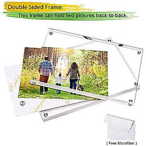 Boxalls 4x6 Inches Acrylic Picture Frame, Double Sided Clear Frameless Photo Frame with Magnetic Desktop Transparent