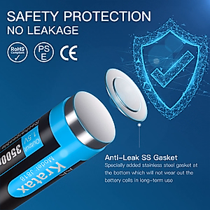 Kratax Rechargeable Lithium AA Batteries 8 Pack 1.5v 3500mWh li-ion Rechargeable Batteries with 2h Battery Charger, 1600 Cycles Long-Lasting, Constant Voltage Output for Game Controller, Electric Toy