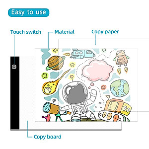 Dimmable Portable Tracing Light Box, LED Lighted Tracing Board Drawing Table, Ultra-Thin USB Port Light Pad for Diamond Art, Tattoo, Architecture, Calligraphy, Artograph (A4 Light Box)
