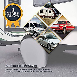 Explore Land Tire Covers 2 Pack - Tough Tire Wheel Protector For Truck, SUV, Trailer, Camper, RV - Universal Fits Tire Diameters 26-28.75 inches, Charcoal