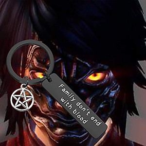 TGBJE Family Don't End with Blood Best Friend Keychain SPN Jewelry Movie Inspired Gift Movie Fans Gift (BL End with Blood)