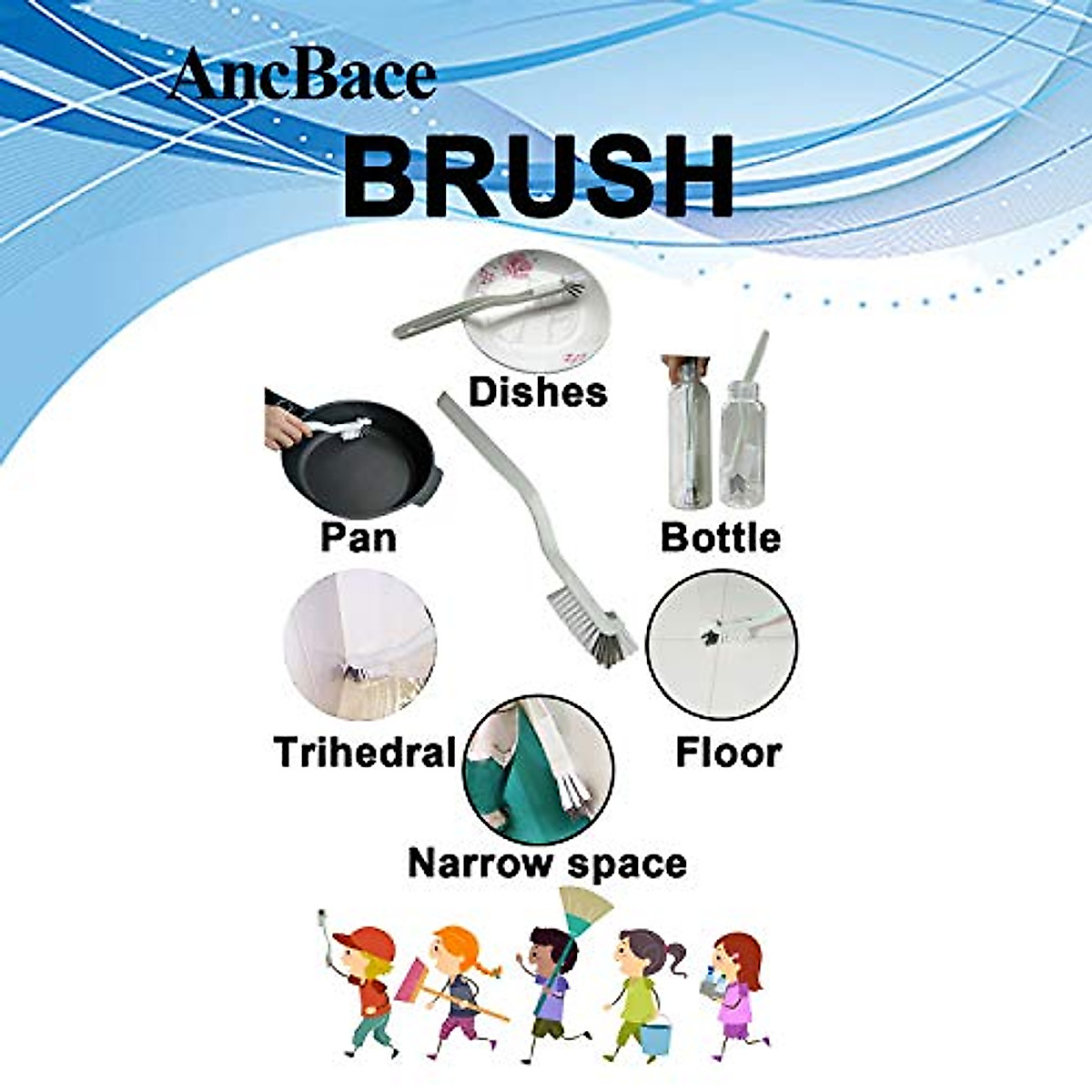 AncBace Dish Brush Kitchen Cleaning Brush Bottle Brush Bathroom Scrub Brushes Sink Household Pot Pan Edge Corners Tile Lines Brush with Stiff Bristles