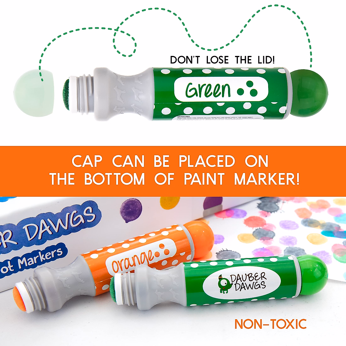 Dauber Dawgs Washable Dot Markers for Toddlers - Bingo Markers for Dot Art w/ PDF Activity Books, Dot Paints Washable for Kids, Bingo Dabbers Dotters & Dobbers, Holiday Gifts Daubers, Dot Painting