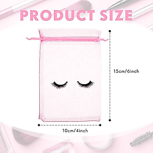 Reginary 100 Pcs Eyelash Aftercare Bags Eye Lash Print Makeup Bags Empty Beauty Gift Bags Women Drawstring Cosmetic Bag Organza Bags Pouch for Makeup Jewelry Supplies(4 x 6 Inch,Pink Plus Black)