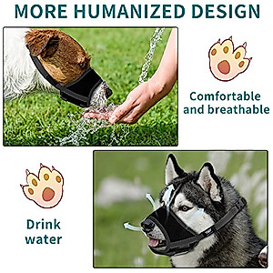 Dog Muzzle for Medium Dogs, Dog Muzzle for Large Dogs Biting, Soft Nylon Muzzle Anti Biting Barking Chewing,Air Mesh Breathable Drinkable Adjustable Pet Muzzle for Medium Large Dogs L Black