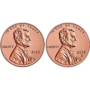 2025 Lincoln Shield Penny, P & D Mint Marks, Uncirculated 1 Cent Coins, Set of 2