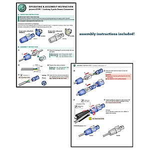 Neutrik NAC3FCA PowerCon Lockable Cable Connector for Professional Audio Equipment. Perfect for DJs, Musicians, High Power Amplifiers - 4 Pack