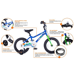 RoyalBaby Summer Kids Bike 18 Inch Boys Bicycle with Training Wheel Dual Handbrakes Ages 5-9 Years, 18" Blue