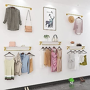 VejiA Clothing Rail,Heavy-Duty Commercial Grade Clothes Rail,Clothing Store Display Rack,Wall-Mounted Hanger Clothing Garment Stor